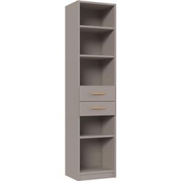 Standregal wimex "Marburg", grau (saharagrau, abgesetzt, griffe artisan eiche nachbdilung), B:48cm H:198cm T:40cm, Holzwerkstoff, Regale, Standregal