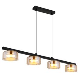 Globo LIGHTING H&auml;ngeleuchte "HIGGINS", bernsteinfarben, H: 110cm, 1 Stk., Leuchten, H&auml;ngelampe Esszimmer-Leuchte Esstischleuchte Wohnzimmer, H&auml;ngeleuchte