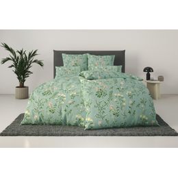 Bettw&auml;sche OTTO HOME "Claara", gr&uuml;n, B/L: 135cm x 200cm, 1 Stk., 1 Stk., Renforc&eacute;, B/L: 80cm x 80cm, 2, Renforc&eacute;, Obermaterial: 100% Baumwolle, Bettw&auml;sche, Bettw&auml;sche, mit Blumen Design, skandinavisch, romantische Bettw&auml;sche
