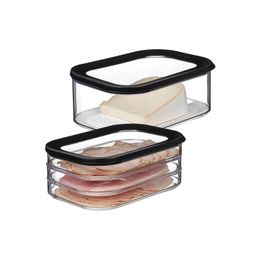 Frischhaltedose Mepal "Frischhaltedosen Wurst und K&auml;se Modula 2er Set", schwarz, B:2cm H:2cm L:2cm, Kunststoff, Lebensmittelaufbewahrungsbeh&auml;lter, Frischhaltedose