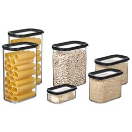 Vorratsdose Mepal "Vorratsdosen Modula 6er Set", schwarz, B:2cm H:2cm L:2cm, Kunststoff, Lebensmittelaufbewahrungsbeh&auml;lter, Vorratsdose
