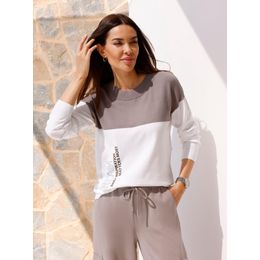 Strickpullover Heine "Pullover", Damen, Gr. 34, grau (taupe, ecru, gemustert), 50% Viskose, 28% Polyester, 22% Polyamid, gemustert, mehrfarbig, Pullover Strickpullover