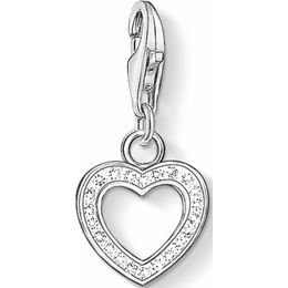 Charm-Einh&auml;nger Thomas Sabo "Herz", silberfarben, wei&szlig;, wei&szlig;, Charms, Damen, Silber 925 (recycelt), mit Zirkonia