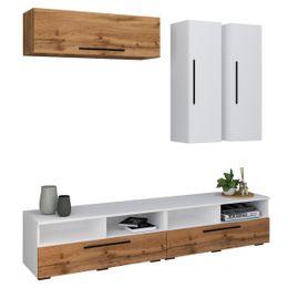Wohnzimmertisch Vcm "Schrankwand Wohnzimmer Anbauwand Wohnwand Arila XL", braun (wei&szlig;, honig, eiche), B:190cm T:40cm, Tische