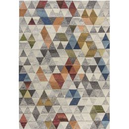 Wollteppich FLAIR RUGS "Amari", bunt (multi), B:160cm H:10mm L:230cm, Wolle, Teppiche, mit Hoch-Tief-Effekt, aus 100% Wolle, grafische & geometrische Muster
