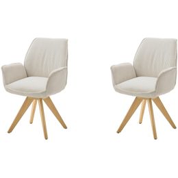 Esszimmerstuhl Musterring "Tiama", beige (wildeiche, cream), B:63cm H:91cm T:65cm, Massivholz, St&uuml;hle, Esszimmerstuhl, Stativgestell Eiche massiv, 180 drehbar, Stoff Cord oder Boucl&eacute;