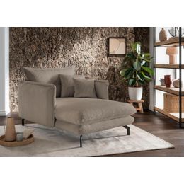 Relaxsessel Home Affaire "Lazio modern und bequem, schmale Armlehnen, tolle Detailverarbeitung", grau, braun, B:255cm H:94cm T:167cm, 93% Polyester, 7% Polyamid, Sessel, Relaxsessel, zwei verschiedene Fu&szlig;farben w&auml;hlbar