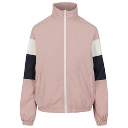 Allwetterjacke Urban Classics "Urban Classics Damen Ladies 3-Tone Crinkle Track Jacket", Damen, Gr. XS, rosa (schwarzrose, navy, wei&szlig;), 100% Polyamid, mehrfarbig, normal, amerikanischer Ausschnitt, Jacken