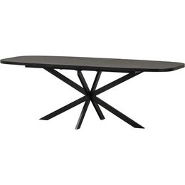 Esstisch Woood "Arros MDF Lackiert Ausziehbar, B 220 x T 90 x H 75 cm", schwarz, B:220cm H:75cm T:90cm, Tische, Esstisch, Ovale Form, Tragkraft Mittelteil 100 kg, sichtbare Maserung