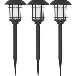 LED Solarleuchte "Solar-Wegleuchte Fride", schwarz, B:12,5cm H:34cm L:12,5cm T:12,5cm &Oslash;:12,5cm, Parforce Traditional Hunting, Leuchten, 3er-Set, D&auml;mmerungssensor, Bollard-Optik
