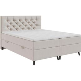 Boxbett FORTE "Cabo Boxbett mit Stauraum", dunkelbeige, B:144cm L:215cm, Der Bezugsstoff Wind aus der Davis-Kollektion ist ein moderner Strukturstoff mit angenehm weicher Oberfl&auml;che. Er kombiniert ansprechendes Design mit hoher Strapazierf&auml;higkeit. Der Stoff ist schwer entflammbar (Zigarettentest bestanden), REACH-zertifiziert und frei von Schadstoffen &ndash; ideal f&uuml;r den t&auml;glichen Gebrauch., Komplett