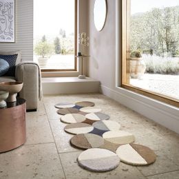 Wollteppich FLAIR RUGS "Mia Ellipse", natur, B:80cm H:12mm L:230cm, Wolle, Teppiche, mit gebogenem Zuschnitt