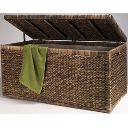Truhe Home Affaire, braun, B:95cm H:44cm T:47cm, Geflecht Wasserhyazinthe, Truhen, innen mit Baumwolle bespannt