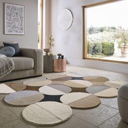 Wollteppich FLAIR RUGS "Mia Ellipse", natur, B:160cm H:12mm L:230cm, Wolle, Teppiche, mit gebogenem Zuschnitt