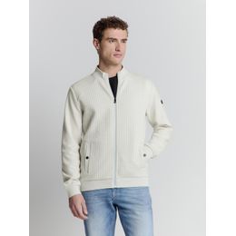 Sweater NO EXCESS "NO EXCESS Jacquard sweatshirt mit Vollrei&szlig;verschluss", Herren, Gr. S, grau (stein), 64% Polyester, 35% Baumwolle, 1% Elasthan, Sweatshirts Sweater