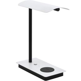 Eglo Tischleuchte "ARENAZA Schreibtischleuchte - kabellose Ladefunktion", schwarz-wei&szlig; (wei&szlig;), H: 32cm, 1 Stk., Leuchten, Tischleuchte, Warmwei&szlig;, Induktionsladefl&auml;che, Touch, dimmbar, 3000K, Tischleuchte