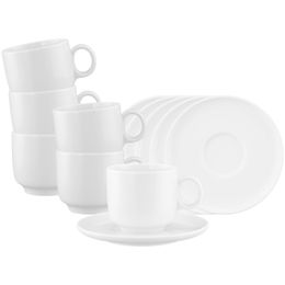 Tasse Seltmann Weiden "Kaffeetassen mit Untertassen Sento Home 210 ml 6er Set wei&szlig;", wei&szlig;, B:16,2cm H:8,2cm &Oslash;:16,2cm, Porzellan, Trinkgef&auml;&szlig;e, Tasse, Sp&uuml;lmaschinengeeignet, Mikrowellengeeignet, Ofenfest, Salamandergeeignet, K&uuml;hlschrankgeeignet, Gefrierschrankgeeignet