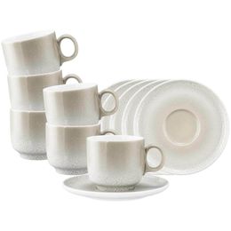 Tasse Seltmann Weiden "Cappuccinotassen mit Untertassen Sento Home 300 ml 6er Set", beige (aura cream), B:16,2cm H:10cm &Oslash;:16,2cm, Porzellan, Trinkgef&auml;&szlig;e, Tasse, Sp&uuml;lmaschinengeeignet, Mikrowellengeeignet, Ofenfest, Salamandergeeignet, K&uuml;hlschrankgeeignet, Gefrierschrankgeeignet