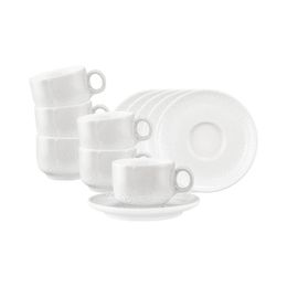 Espressotasse Seltmann Weiden "Espressotassen mit Untertassen Sento Home 80 ml 6er Set", wei&szlig; (aura wei&szlig;), B:12cm H:6,8cm &Oslash;:12cm, Porzellan, Trinkgef&auml;&szlig;e, Espressotasse, Sp&uuml;lmaschinengeeignet, Mikrowellengeeignet, Ofenfest, Salamandergeeignet, K&uuml;hlschrankgeeignet, Gefrierschrankgeeignet