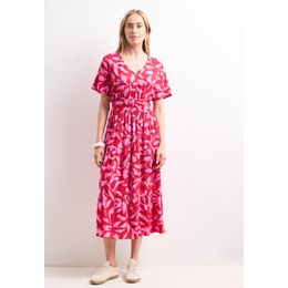 Midikleid Street One, Damen, Gr. 40, EURO-Gr&ouml;&szlig;en, salsa rot, Stoff, 100% Viskose, gemustert, comfort fit Midi, V-Ausschnitt, normaler Saum, Kleider Midikleid, mit Print
