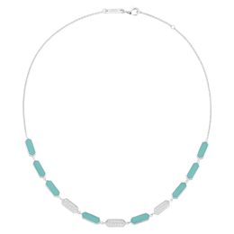 Collier "mit Emaille-Einlagen und Zirkonia, Silber 925", silber, Giorgio Martello MILANO, Halsketten, Damen, 45cm, Silber 925 (Sterlingsilber), Collier