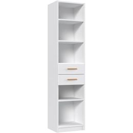Standregal wimex "Marburg", wei&szlig; (wei&szlig;, abgesetzt, griffe artisan eiche nachbildung), B:48cm H:198cm T:40cm, Holzwerkstoff, Regale, Standregal