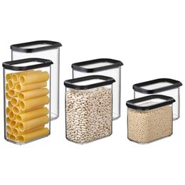 Vorratsdose Mepal "Vorratsdosen Modula 6er Set", schwarz, B:2cm H:2cm L:2cm, Kunststoff, Lebensmittelaufbewahrungsbeh&auml;lter, Vorratsdose