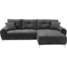 Ecksofa ED EXCITING DESIGN, grau (schwarz), B:284cm H:48cm T:191cm, 100% Polyester, Sofas, Ecksofa