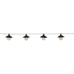 LED-Lichterkette "Globe Shade", schwarz, Dioden 10 Stk. Flammen 10 Stk., Kabell&auml;nge 2m x Gesamtl&auml;nge 1,8m, Parforce Traditional Hunting, Lichterketten, ca. 1,8 m + ca. 2 m Zuleitung, Akku, outdoor, Vierfarb-Karton