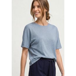 Kurzarmshirt Street One, Damen, Gr. 36, cashmere blau, Jersey, Obermaterial: 53% Polyester, 29% Viskose, 10% metallisierte Fasern, 8% Polyamid, Glitzermuster, unifarben, l&auml;ssig geschnitten h&uuml;ftbedeckend, Rundhals, abgesteppte Kante, Shirts, Sommershirt mit Rundhals und Glitzerdetails