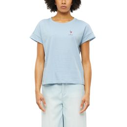 Kurzarmshirt s.Oliver, Damen, Gr. 36, coastal blau, Jersey, Obermaterial: 100% Baumwolle, bedruckt, normal h&uuml;ftbedeckend, Rundhals, abgesteppte Kante, Shirts, Sommershirt mit Print