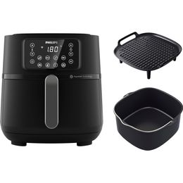 Philips Hei&szlig;luftfritteuse "Airfryer XXL HD9285/96, 7,2 l", schwarz (schwarz und dunkles silber), B:30cm H:33cm T:41cm, Fritteusen, mit 7 Voreinstellungen und Warmhaltefunktion, WiFi Konnektivit&auml;t
