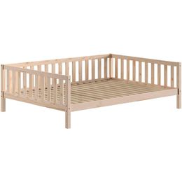Kinderbett Vipack "Dallas, Massivholzbett, umbaubar vom Boden- zum Daybett", kiefer natur, kiefer natur, kiefer natur, B:147cm H:66cm L:210cm, Betten, Kinderbett, stabil und standfest gebaut, wahlweise Kiefer massiv natur oder wei&szlig;