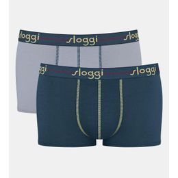 Hipster Sloggi "men Start", Herren, Gr. 4, blau, light combination, Single Jersey, Obermaterial: 96% Baumwolle, 4% Elasthan, k&ouml;rpernah, Unterhosen, ohne Eingriff, weicher Logobund, Cotton-Mix