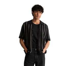 Marc O'Polo Kurzarmhemd MARC O'POLO DENIM "mit vertikalen Streifen", Herren, Gr. L, Normalgr&ouml;&szlig;en, schwarz, Obermaterial: 100% Baumwolle, gestreift, relaxed fit normal, Hemden