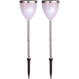 LED Solarleuchte "Solar-Wegleuchte Vigo", wei&szlig;, B:10cm H:34cm L:10cm T:10cm &Oslash;:10cm, Parforce Traditional Hunting, Leuchten, D&auml;mmerungssensor, 2er-Set, inkl. Akku