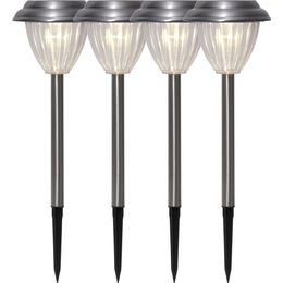 LED Solarleuchte "Solar-Wegleuchte Palma", silber, B:12cm H:28cm L:12cm T:12cm &Oslash;:12cm, Parforce Traditional Hunting, Leuchten, 4er-Set Solar-Wegeleuchten, D&auml;mmerungssensor