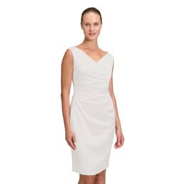 Etuikleid Vera Mont "Damen mit Raffung", Damen, Gr. 36, Normalgr&ouml;&szlig;en, wei&szlig; (rohwei&szlig;), Satin, Obermaterial: 96% Polyester, 4% Elasthan. Futter: 100% Polyester, figurbetont kurz, V-Ausschnitt, Kleider Etuikleid, Falten