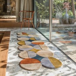 Wollteppich FLAIR RUGS "Mia Ellipse", blau, B:80cm H:12mm L:230cm, Wolle, Teppiche, mit gebogenem Zuschnitt