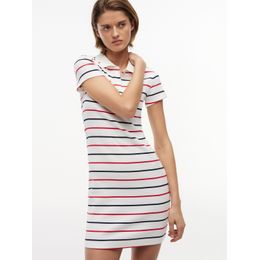 Polokleid Tommy Jeans "TJW RIB BODYCON POLO DRESS", Damen, Gr. XS (34), N-Gr, ecru, multi stripe, Rippware, Obermaterial: 95% Baumwolle, 5% Elasthan, gestreift, figurbetont, Kleider, Baumwollmischung, figurbetont, in gerippter Struktur