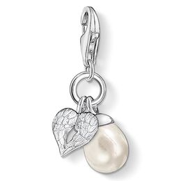 Charm-Einh&auml;nger Thomas Sabo "Fl&uuml;gel mit Perle", silberfarben, Charms, Damen, Perlen, Silber 925 (recycelt)