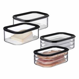 Vorratsdose Mepal "Aufschnittdosen Modula 4er Set", schwarz, B:2cm H:2cm L:2cm, Kunststoff, Lebensmittelaufbewahrungsbeh&auml;lter, Vorratsdose