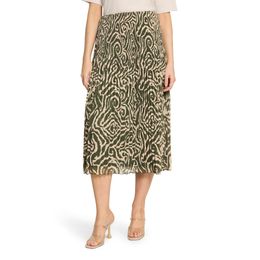 Midirock Cartoon "Damen mit Plissee", Damen, Gr. 36, khaki, cream, Obermaterial: 100% Polyester. Futter: 96% Viskose, 4% Elasthan, figurumspielend lang, R&ouml;cke