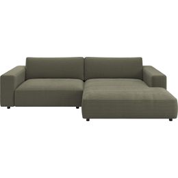 Ecksofa Musterring "MR LUCIA, Charakterstarker Lounge-Komfort von Musterring", oliv, B:296cm H:81cm T:190cm, 95% Polyester, 5% Nylon, Sofas, Ecksofa, XXL-Longchair, erstklassige Kammerkissen & zeitloser Look