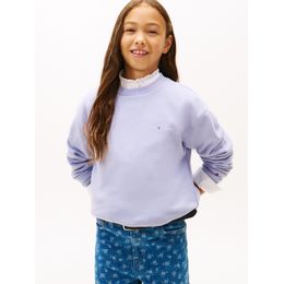 Sweatshirt Tommy Hilfiger, M&auml;dchen, Gr. 4 (104), periwinkle dusk, Sweatware, Obermaterial: 80% Baumwolle, 20% Polyester, unifarben, regular fit normal, Rundhals, eingesetzt B&uuml;ndchen, Sweatshirts Sweatshirt, Regular fit, f&uuml;r Kinder bis 16 Jahre