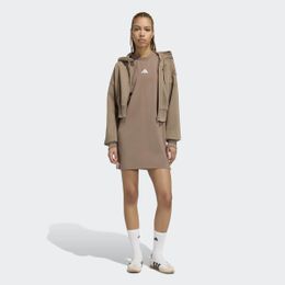 Shirtkleid adidas Sportswear "W 3S T DRE", Damen, Gr. L, N-Gr, khaki six, wei&szlig;, Obermaterial: 93% Baumwolle, 7% Elasthan, Kleider Shirtkleid