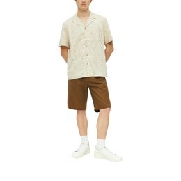 Hawaiihemd s.Oliver, Herren, Gr. L, N-Gr, beige (beige aop), Web, Obermaterial: 55% Baumwolle, 45% Viskose, gebl&uuml;mt, gemustert, normal h&uuml;ftbedeckend, V-Ausschnitt, Hemden Hawaiihemd, Sommerhemd in floraler Optik