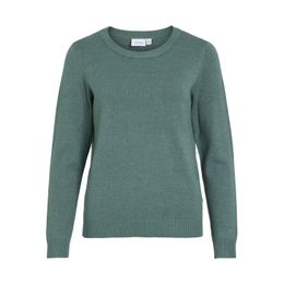 Rundhalspullover Vila "VIRIL O-NECK L/S KNIT TOP - NOOS", Damen, Gr. L, balsam gr&uuml;n detail:schwarz melange, Feinstrick, Obermaterial: 50% Viskose, 27% Nylon, 23% Polyester, meliert, regular fit normal, Rundhals, Rippb&uuml;ndchen, Pullover Rundhalspullover, Viskosemischung, regular fit