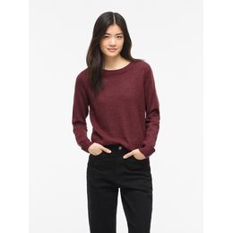 Rundhalspullover Vila "VIRIL O-NECK L/S KNIT TOP - NOOS", Damen, Gr. L, port royale detail:schwarz melange, Feinstrick, Obermaterial: 50% Viskose, 27% Nylon, 23% Polyester, meliert, regular fit normal, Rundhals, Rippb&uuml;ndchen, Pullover Rundhalspullover, Viskosemischung, regular fit