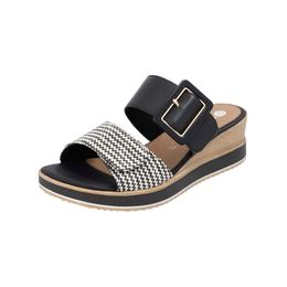 Pantolette Remonte "Remonte Pantoletten Glattleder", Damen, Gr. 39, schwarz, wei&szlig;, Glattleder, Schuhe Pantolette